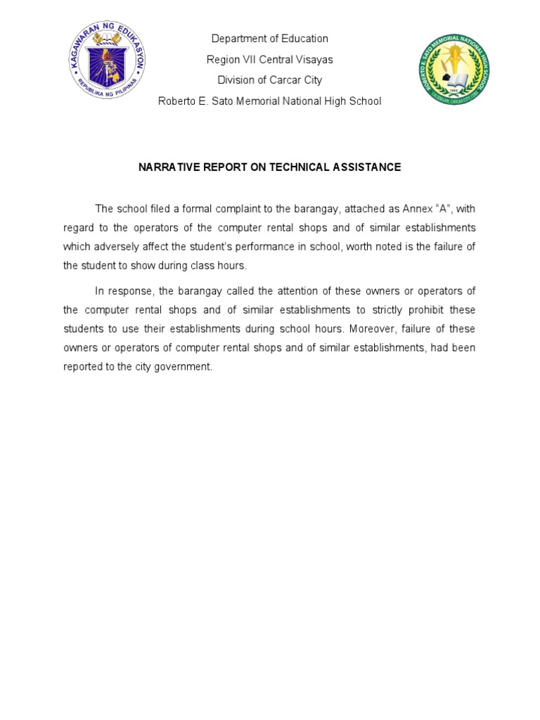 Narrative Report On Technical Assistance | PDF