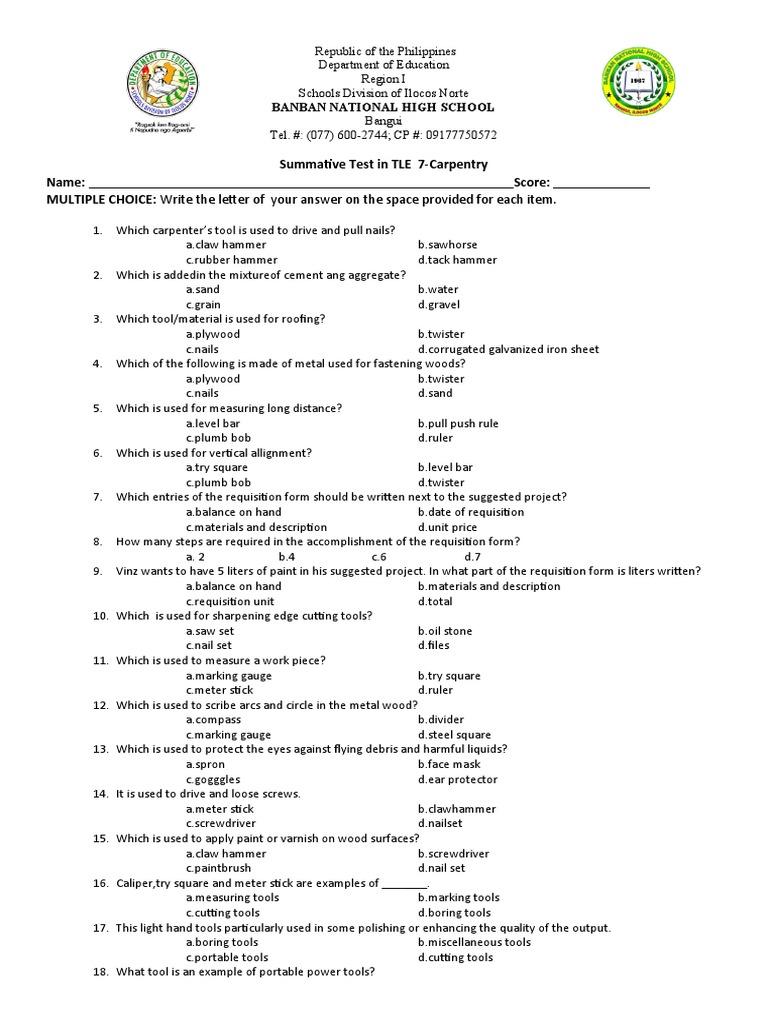 Tle 7 Long Quiz | PDF | Measurement | Length