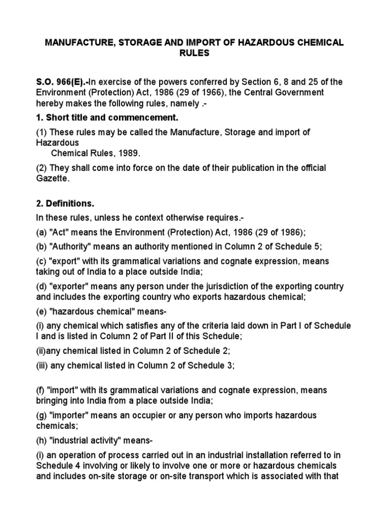 Hazardous Chemical Rules | PDF | Dangerous Goods | Toxicity