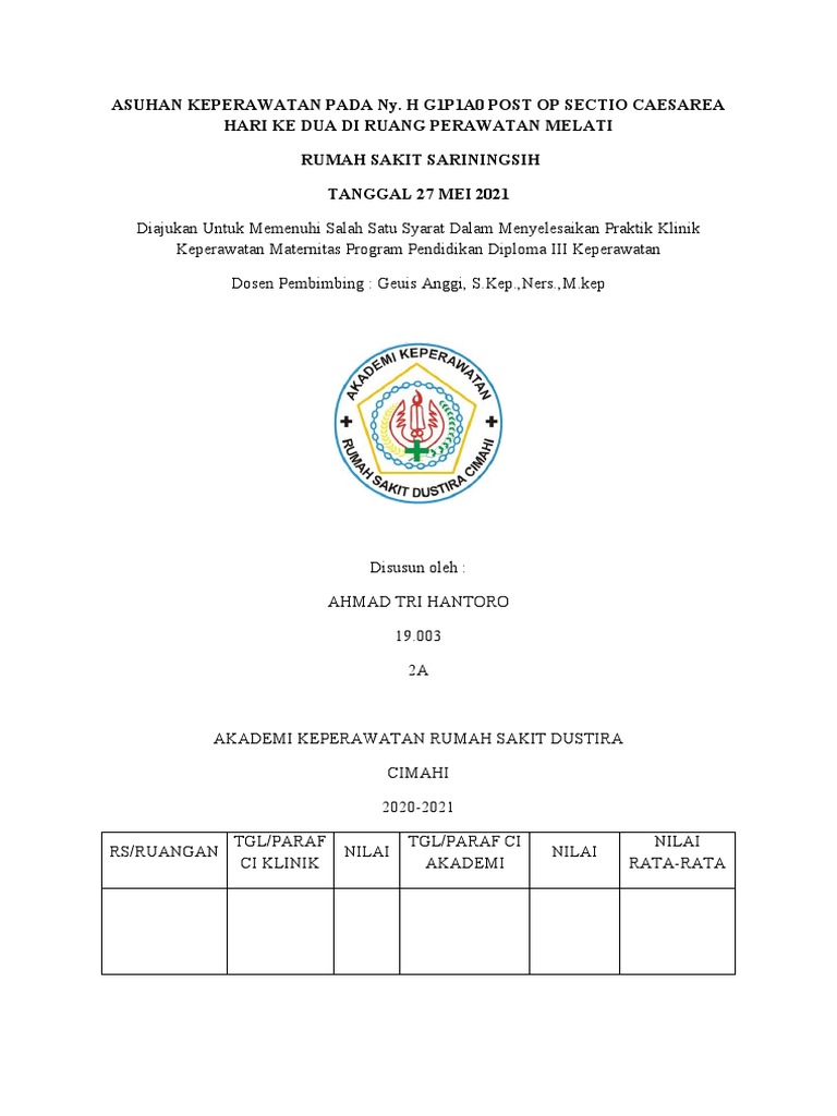 ASKEP NIFAS SECTIO CAESAREA - Ahmad Tri Hantoro - 19.003 2A | PDF