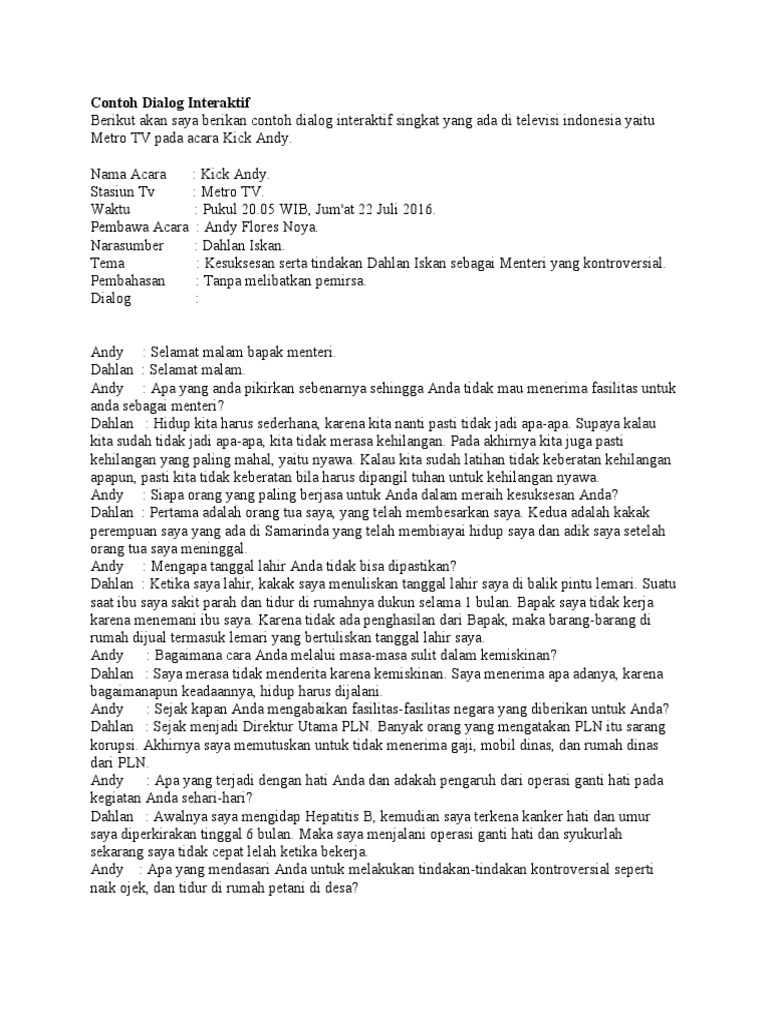 Contoh Dialog Interaktif | PDF