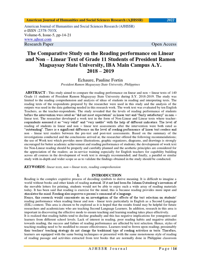The Comparative Study On The Reading Performance On Linear and Non ...