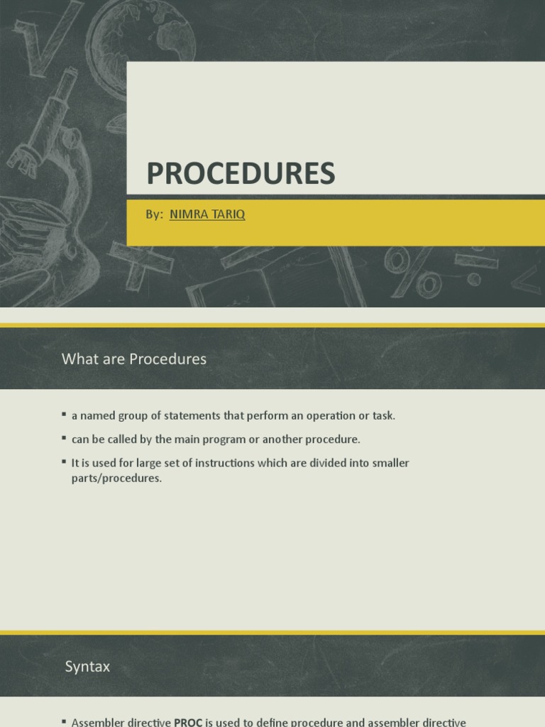 Procedures In Assembly Language Pdf Subroutine Assembly Language 