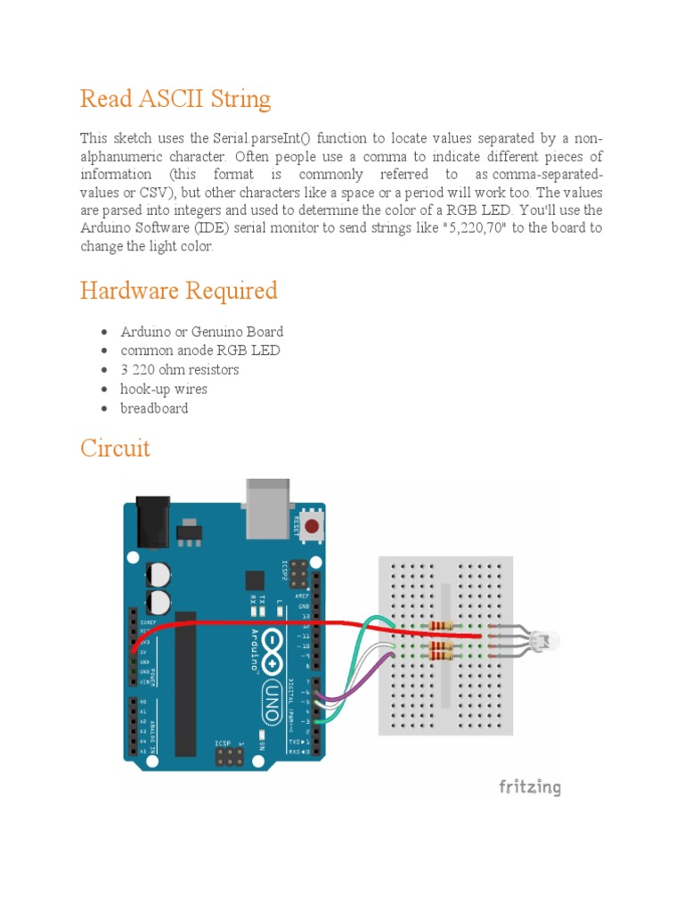 18b - Read ASCII String (Use RGB Led To Indicator) | PDF | Light Emitting Diode | Arduino