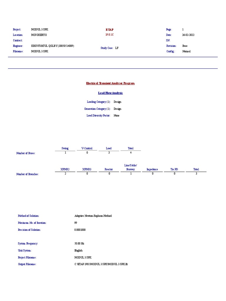 Project: MODUL 3 SPK Load Flow Analysis | PDF | Electric Power ...