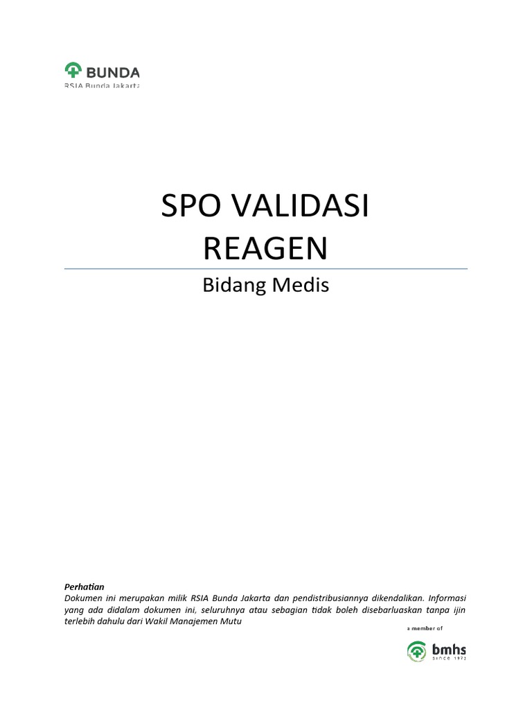 Spo Validasi Reagen. | PDF