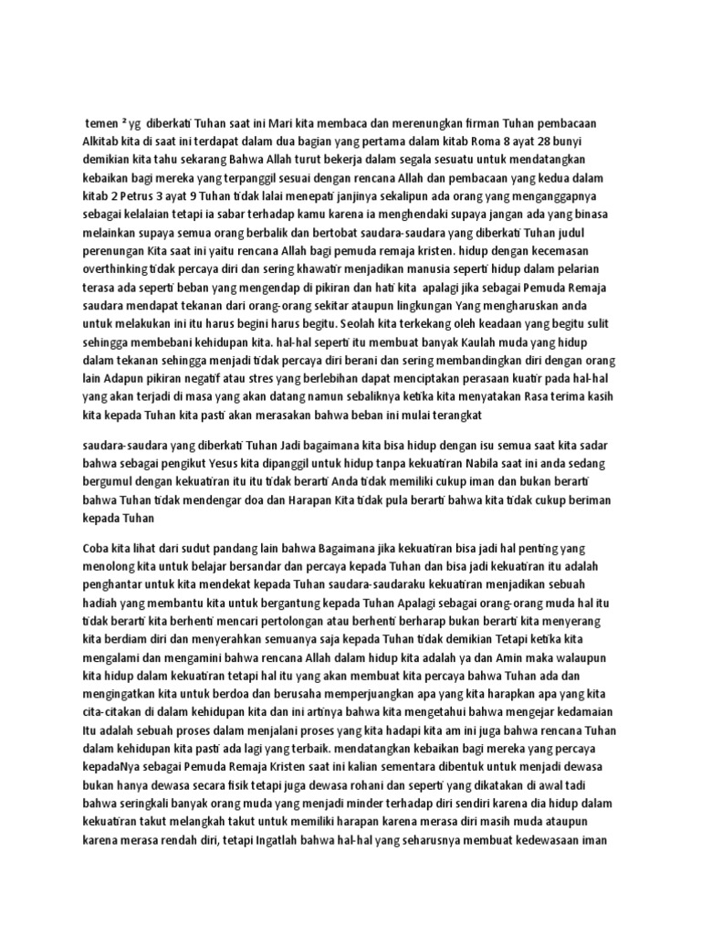 Renungan Pemuda Remaja Kristen | PDF