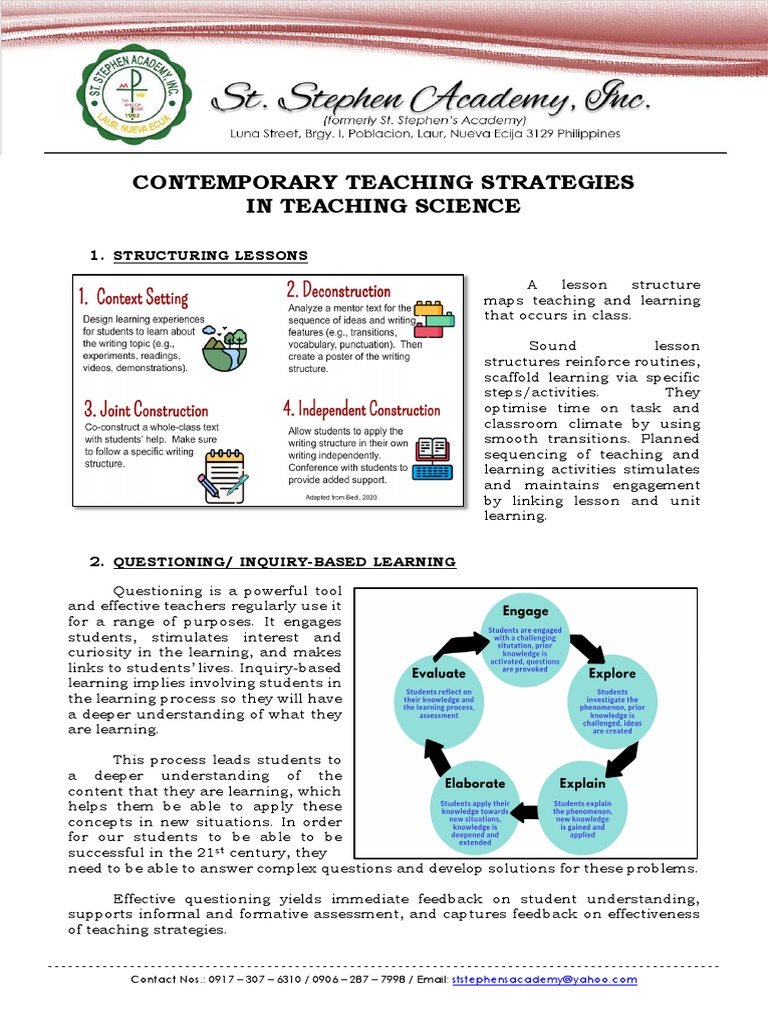 Teaching Strategies Used in Science | PDF