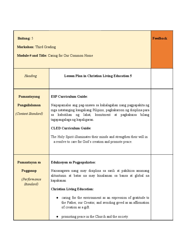 Caring for Our Common Home Lesson Plan | PDF | Ecology | Human Impact ...