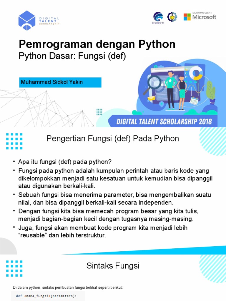 Pemrograman Python Fungsi (Def) | PDF