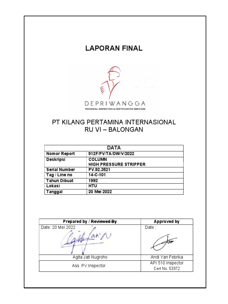 Pressure Vessel High Pressure Stripper R0 Final Report R1 | PDF ...
