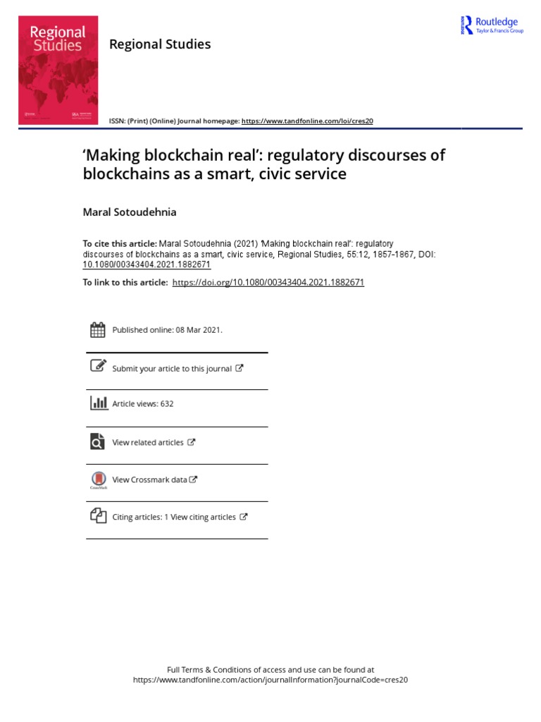 Making Blockchain Real Regulatory Discourses of Blockchains As A Smart ...