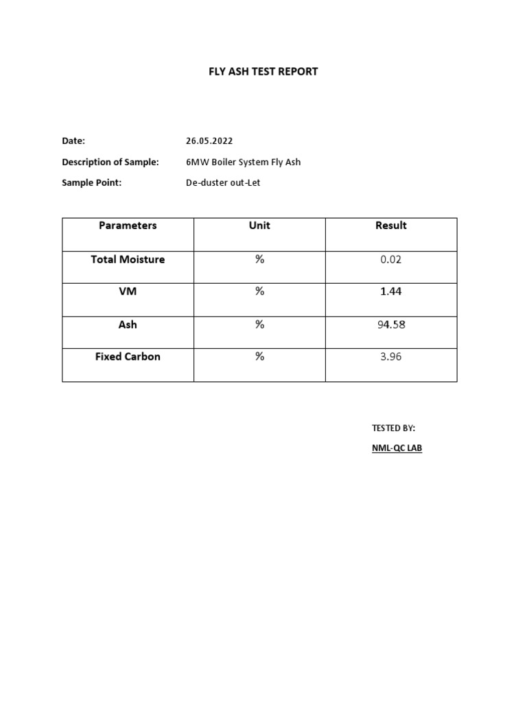 Fly Ash Test Report | PDF