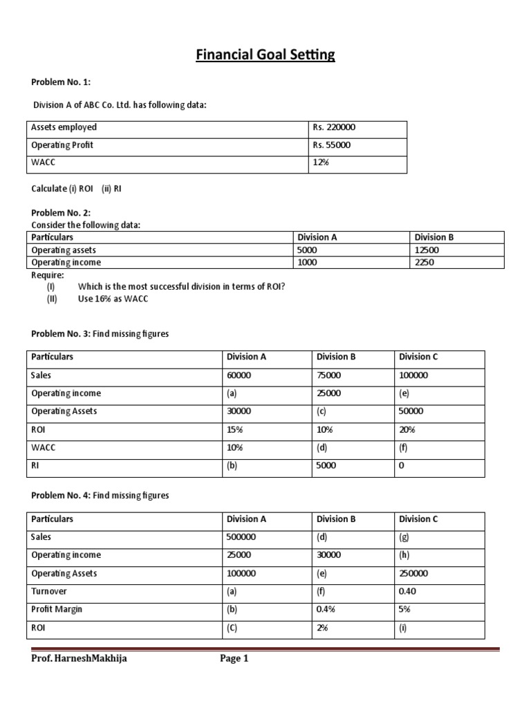 Financial Goal Setting | PDF | Balance Sheet | Depreciation