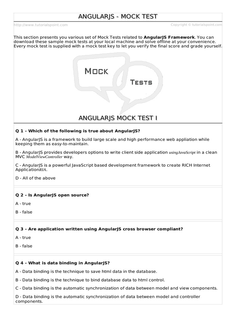 Angularjs Mock Test I Pdf Angular Js Modelviewcontroller