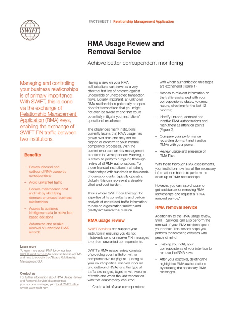 Swift Services Factsheet Usage and Removal 0 | PDF | Information ...