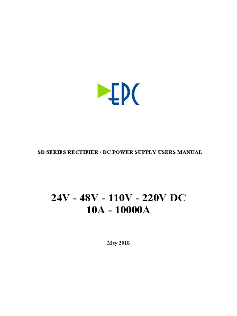 SD Series Rectifier DC Power Supply Users Manual | PDF | Rectifier ...