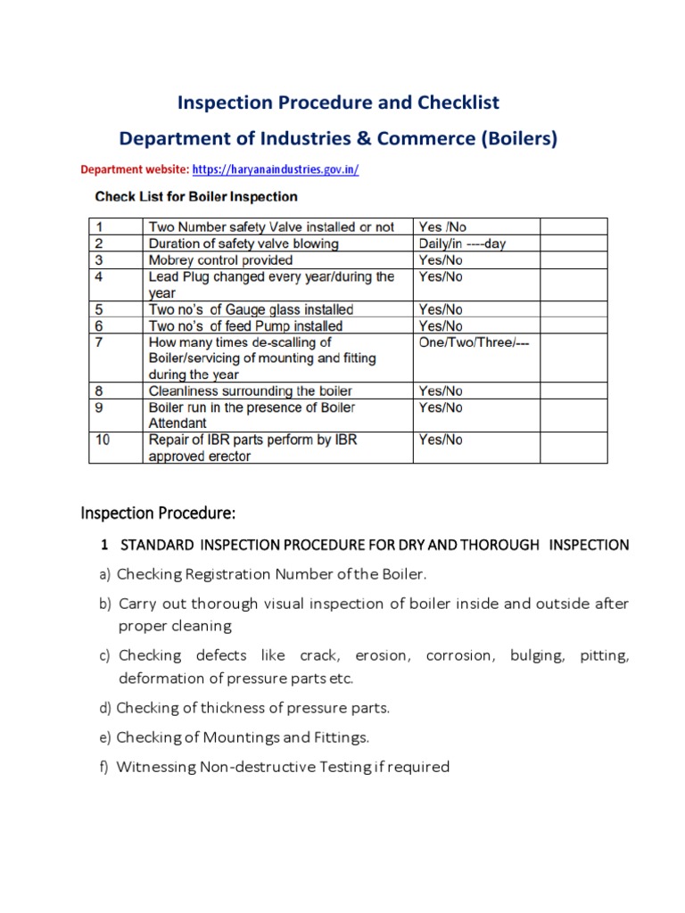 Boiler Check List | PDF | Verification And Validation | Construction