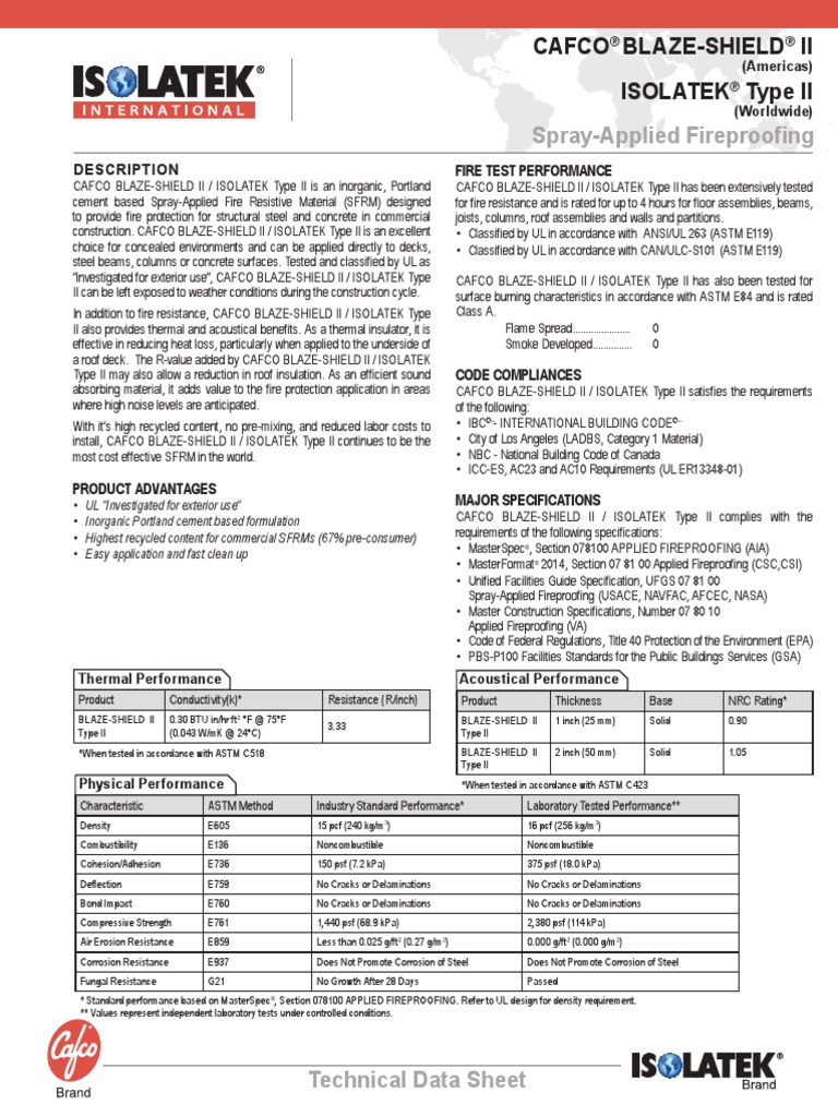 Spray-Applied Fireproofing: Isolatek Type II Cafco Blaze-Shield II ...