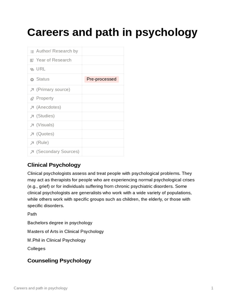 Psychology Career Paths Explained | PDF | Psychology | Clinical Psychology
