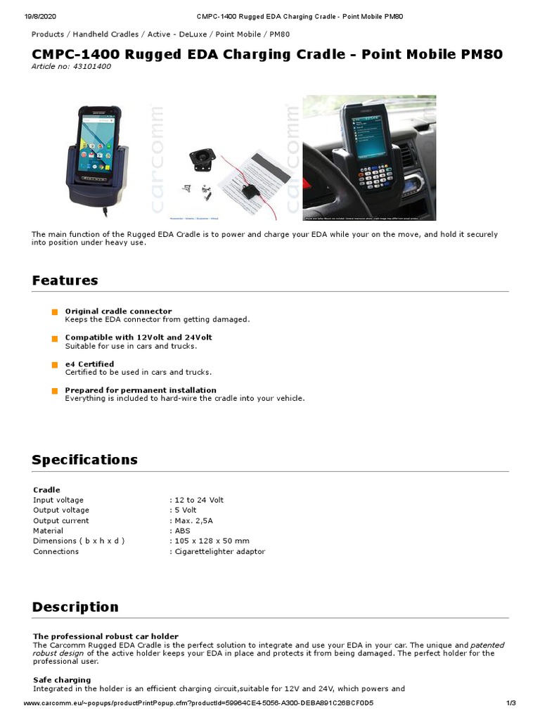 CMPC-1400 Rugged EDA Charging Cradle - Point Mobile PM80 | PDF ...