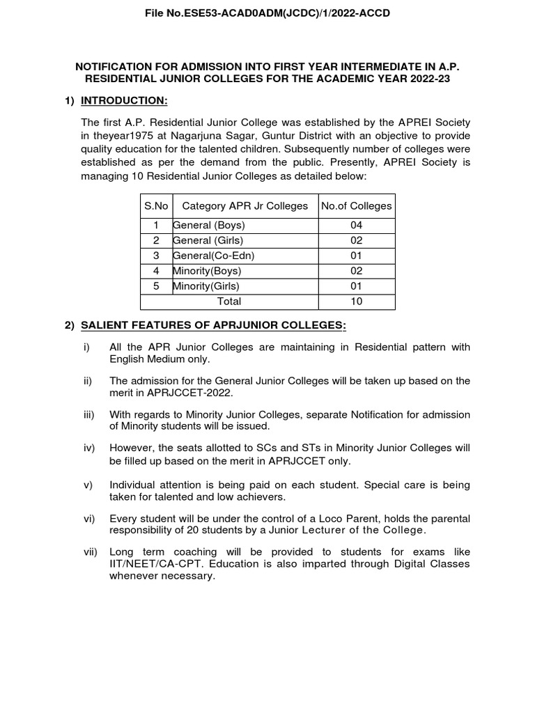 Aprjc Prospectus Final 2022 | PDF | University And College Admission