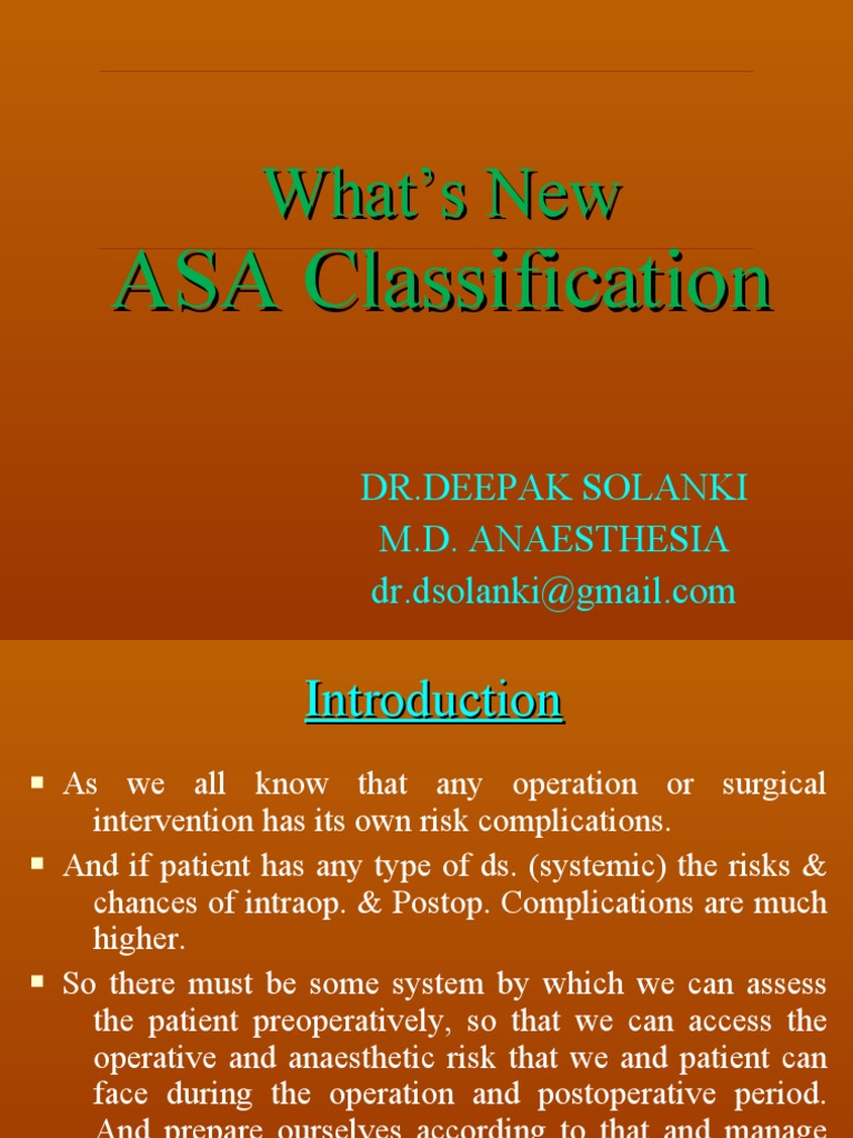 ASA Classification | PDF | Surgery | Medicine