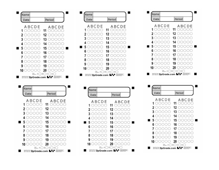 Zip Grade Template | PDF