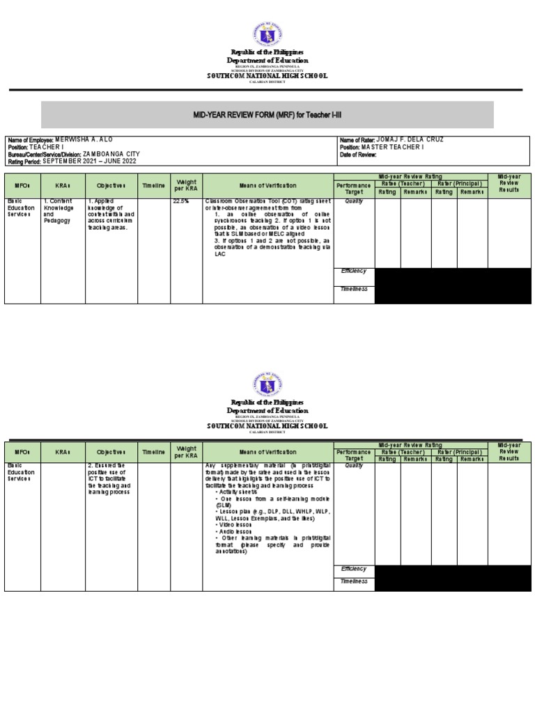 MRF Teacher 1 3 - Ipcrf | PDF | Educational Technology | Lesson Plan