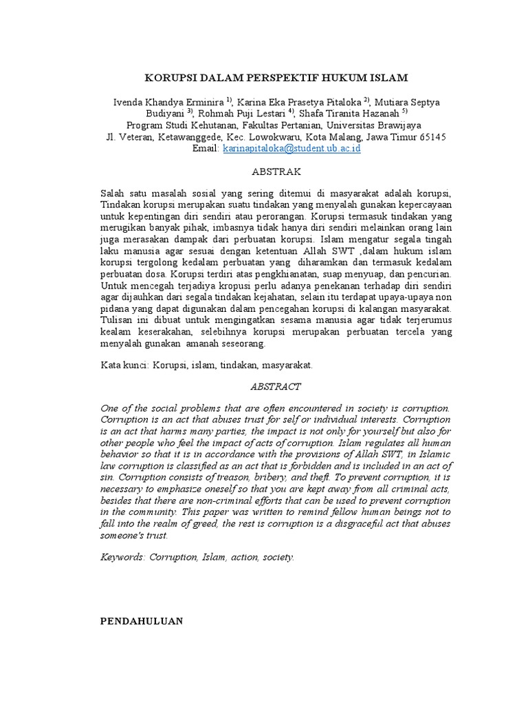 Korupsi dalam Hukum Islam | PDF