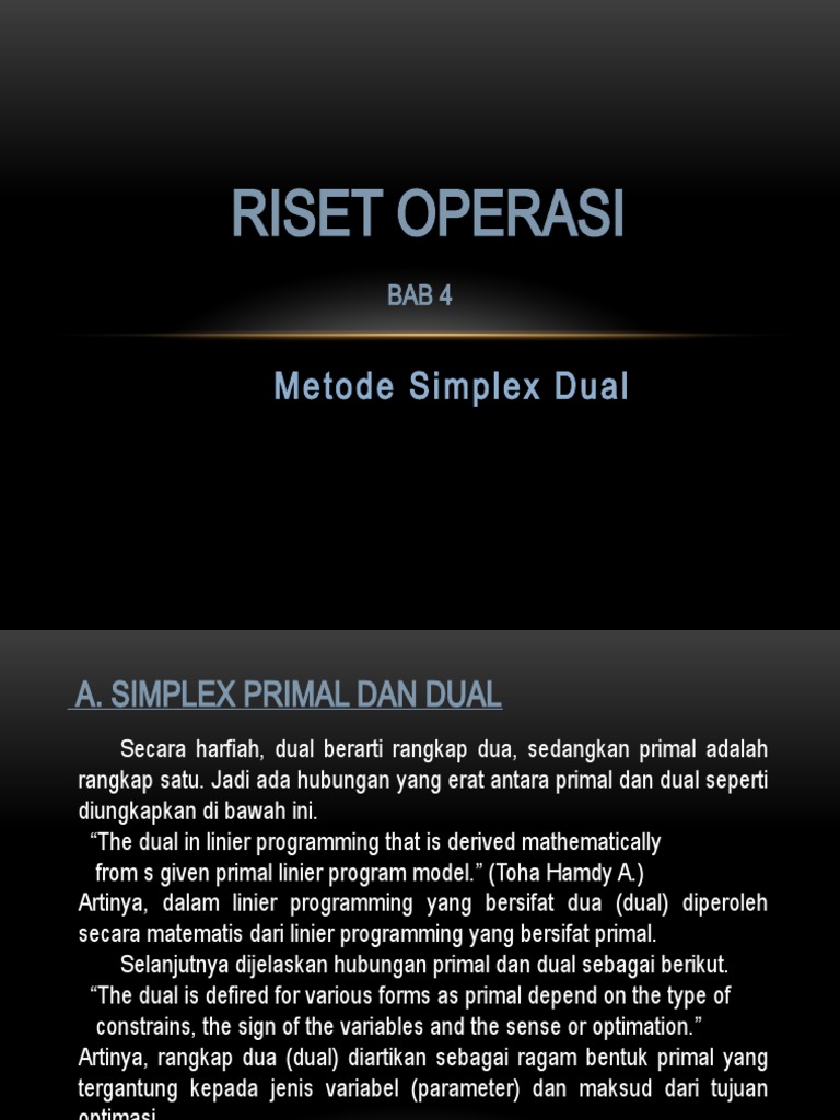 Bab 4 Metode Simplex Dual | PDF