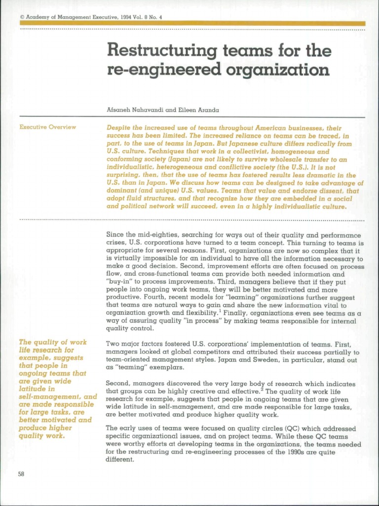 Restructuring Teams For The Re-Engineered Organization | PDF ...