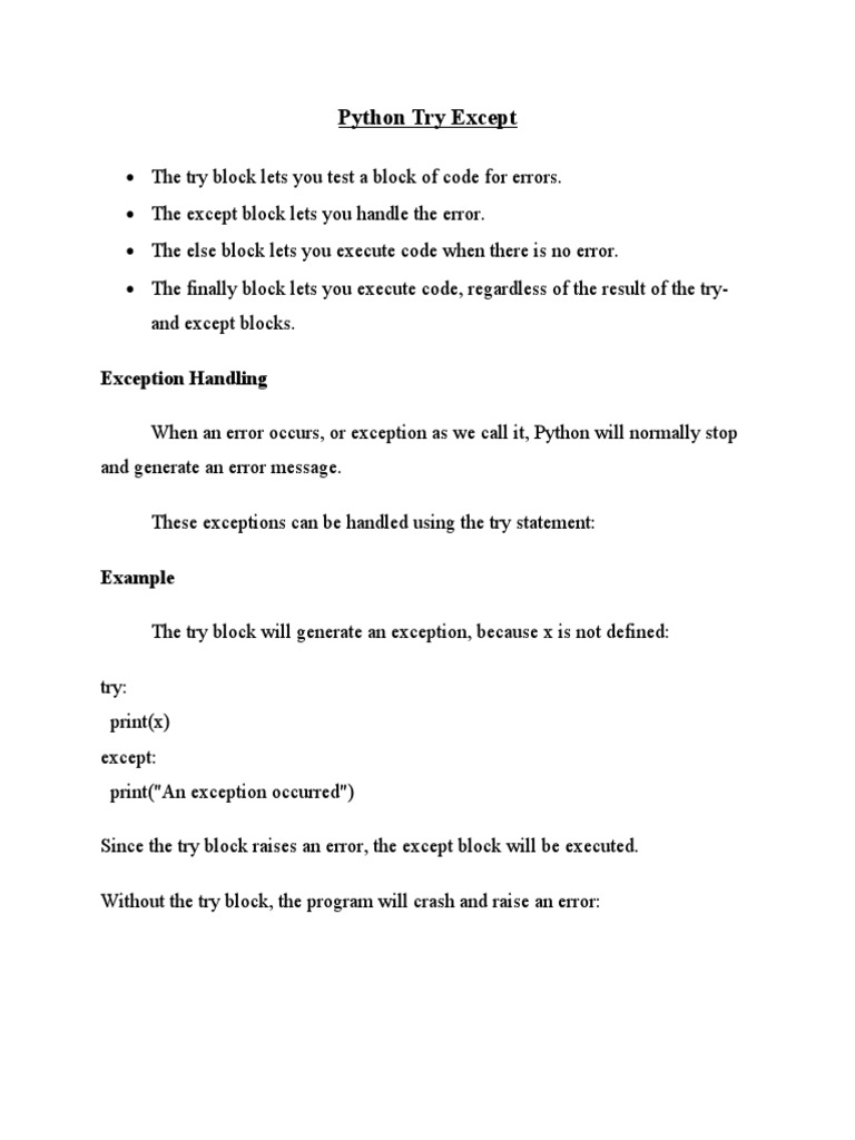 A Comprehensive Guide To Pythons Try Except And String Formatting Features Pdf Python