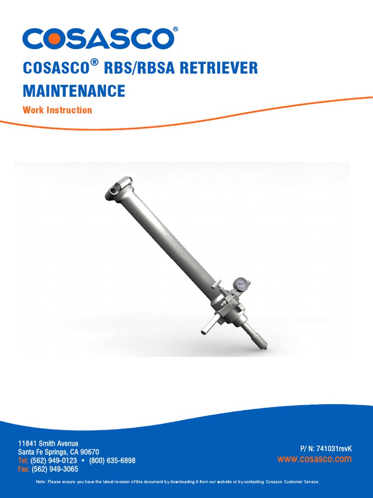 Cosasco RBS - Rbsa Retriever Maintenance | PDF | Safety | Personal ...