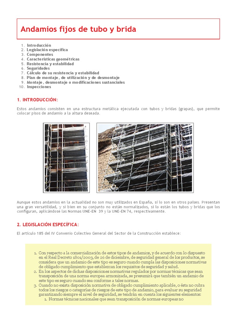 Andamio Fijo de Tubo y Brida | PDF | Andamio | Sectores Economicos