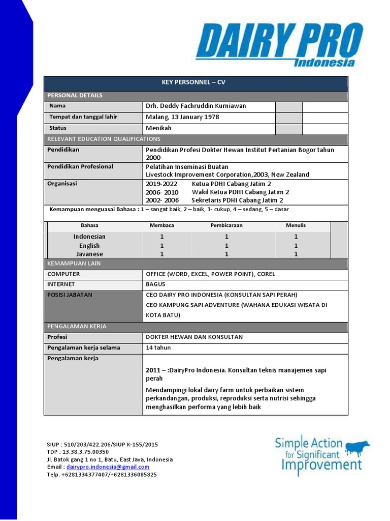 CV DRH Deddy Ina1 | PDF