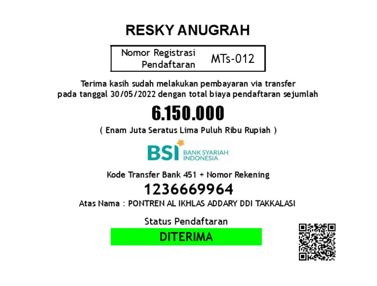 Konfirmasi Pembayaran Resky Anugrah | PDF