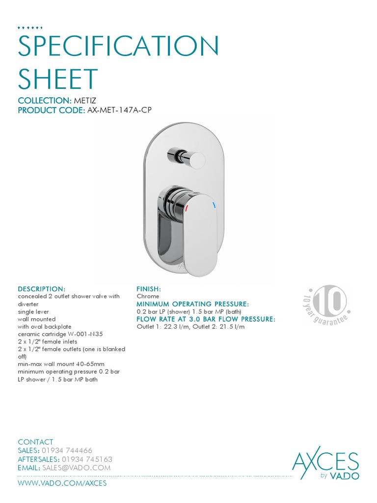 Vado Metiz Two Outlet Shower Mixer | PDF | Science & Mathematics ...