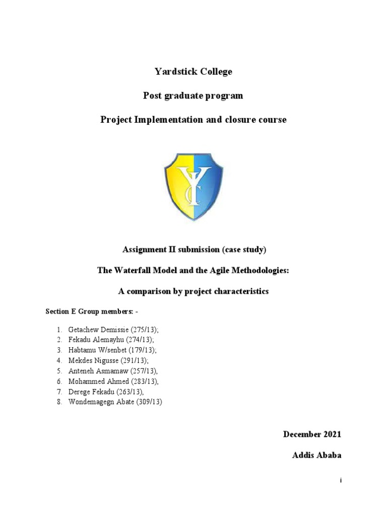 Case Study The Waterfall Model and The Agile Methodologies | PDF ...