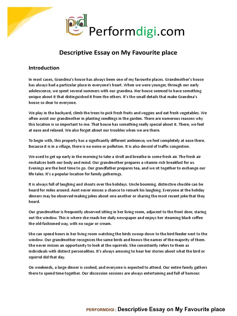 Descriptive Essay On My Favourite Place | PDF | Grandparent