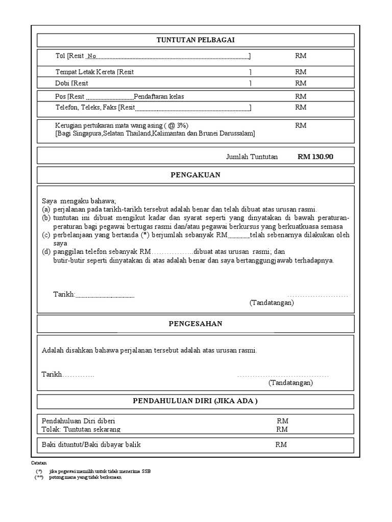 Borang Claim Pengawas SPM | PDF