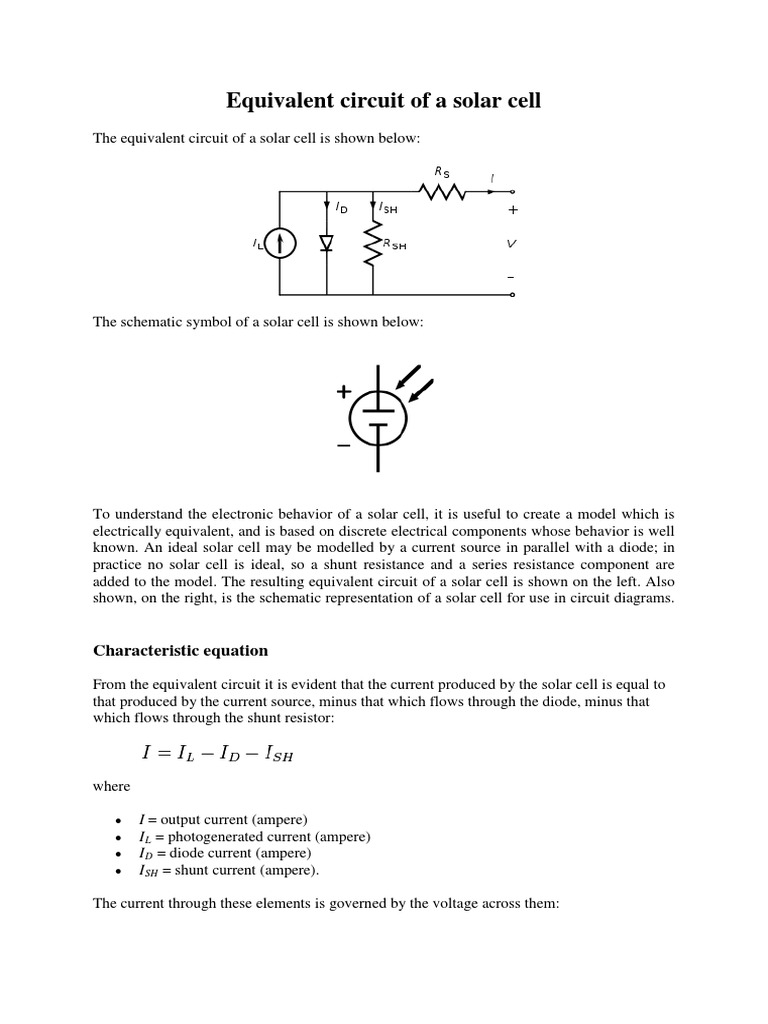 Equivalent Circuit of A Solar Cell | PDF