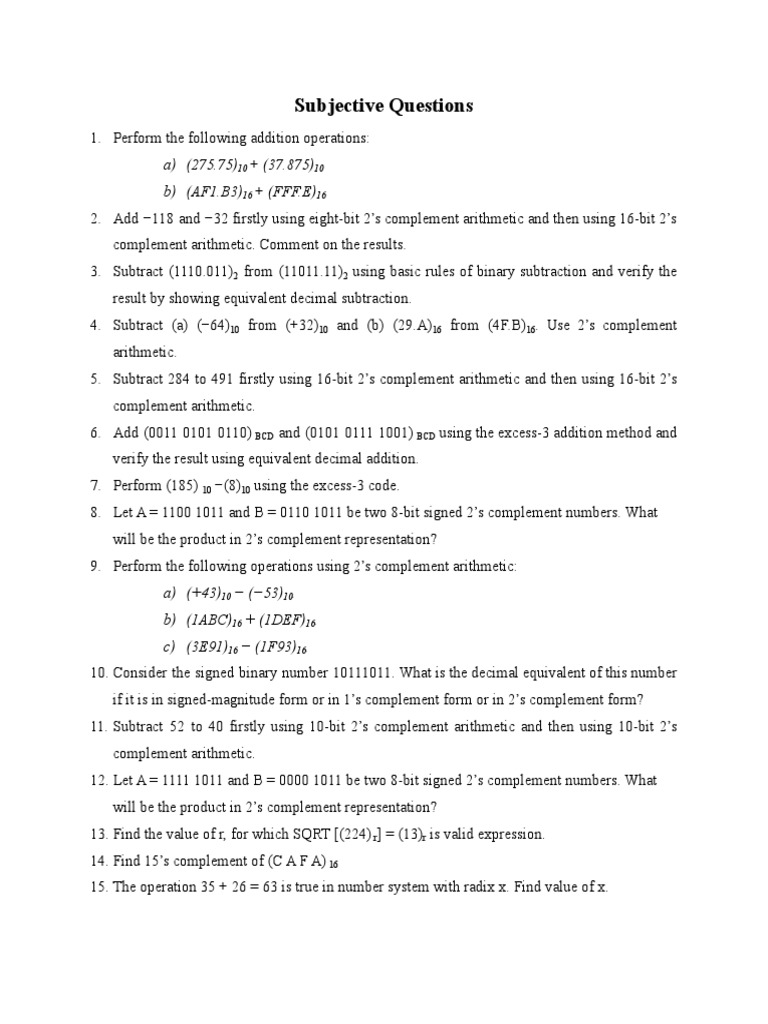 Questions DE | PDF | Binary Coded Decimal | Arithmetic