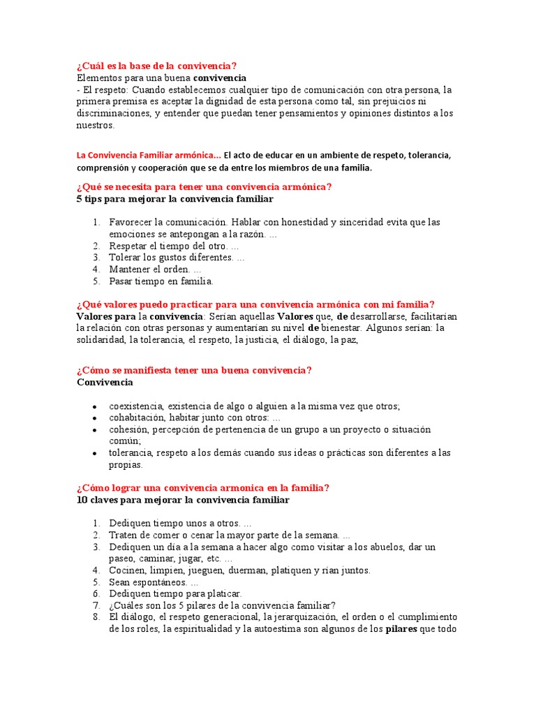 Convivencia Armonica Familiar | PDF | Tolerancia | Amor