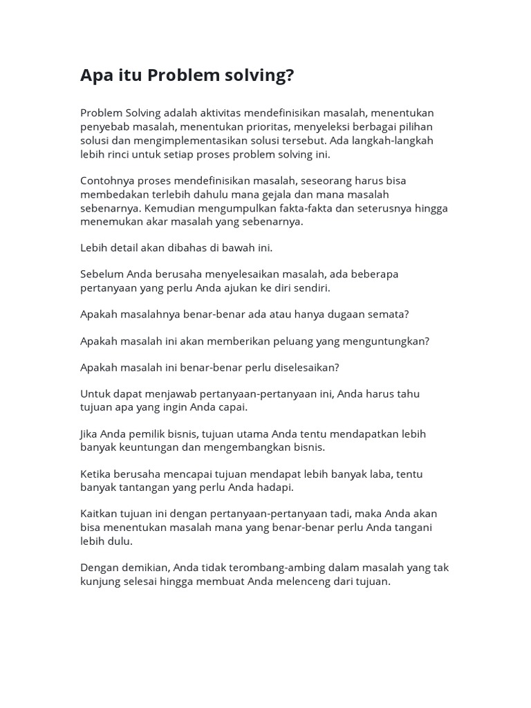 Apa Itu Problem Solving | PDF