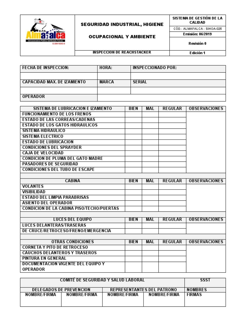 Inspeccion de Reachstacker | PDF