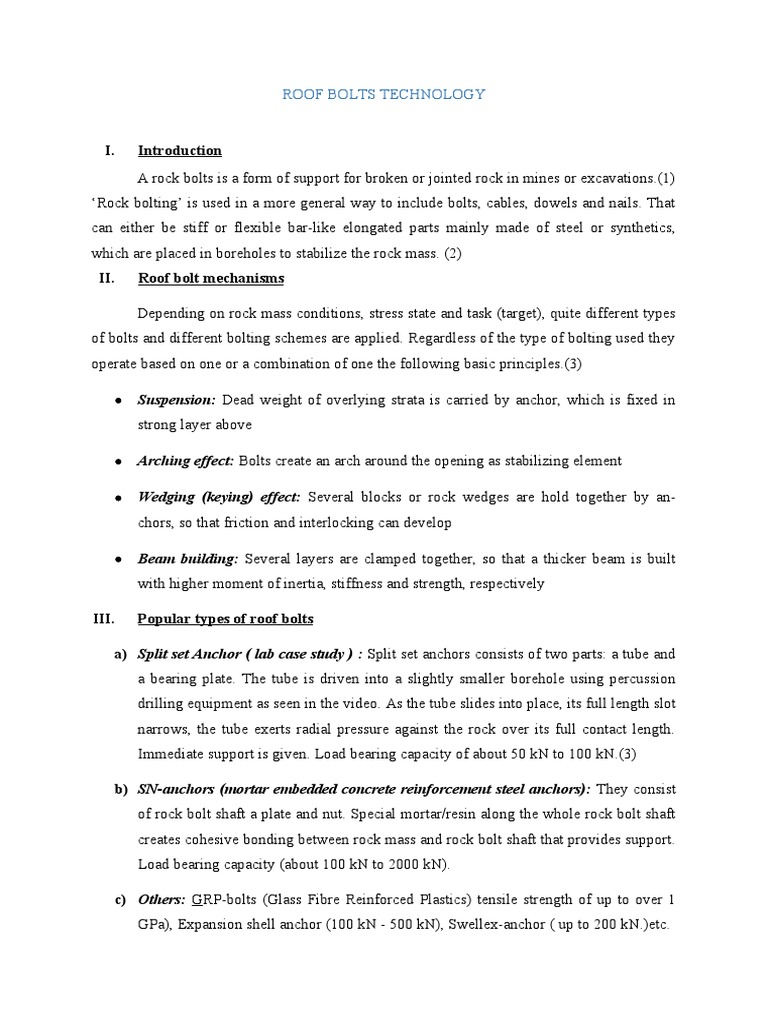 Rock Bolt Types and Applications | PDF | Screw | Rock (Geology)