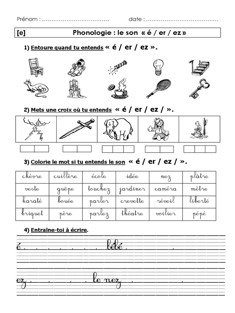 Phonologie : Sons « é / er / ez » | PDF | Arts du langage et discipline ...