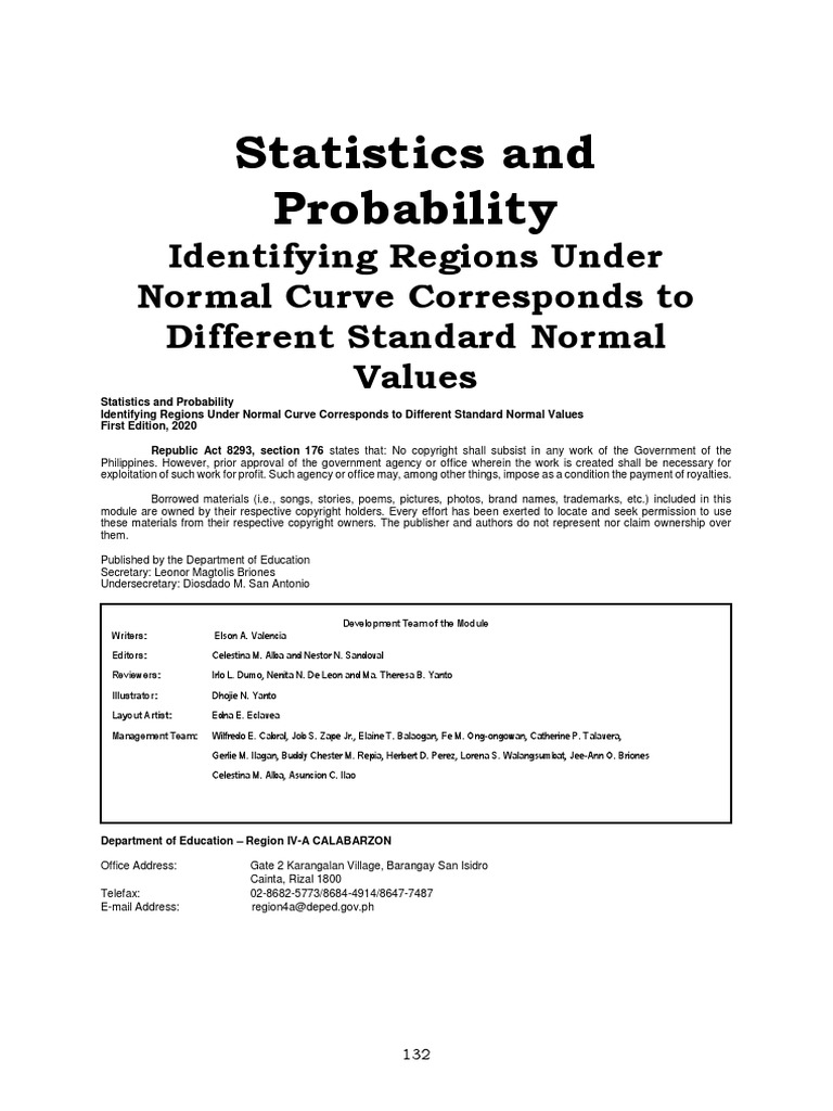 Q3 Module 11 CLMD4ASTAT&PROB 135-146 | PDF | Normal Distribution | P Value