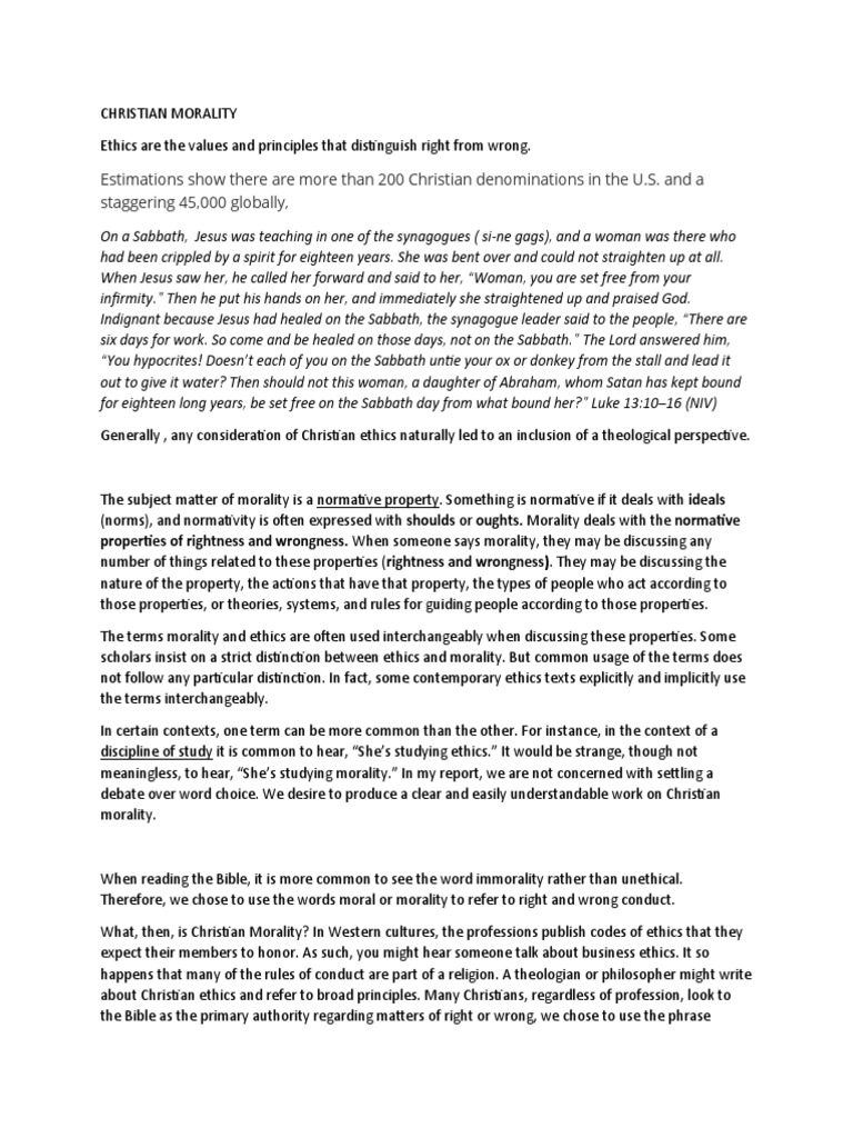 Christian Morality - Assigned Topic Report | PDF | Morality | Christian ...
